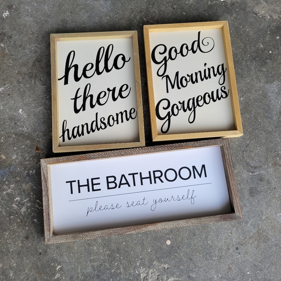 Source Unknown | Wall Decor | 3 Bathroom Signs Decor Decoration | Poshmark